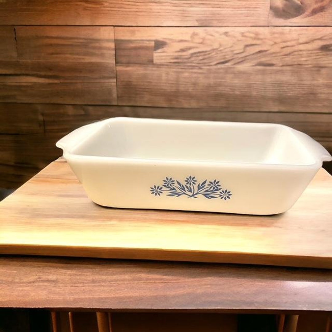Anchor Hocking Blue Cornflower Glass Loaf Baking Dish #411, One Quart ...