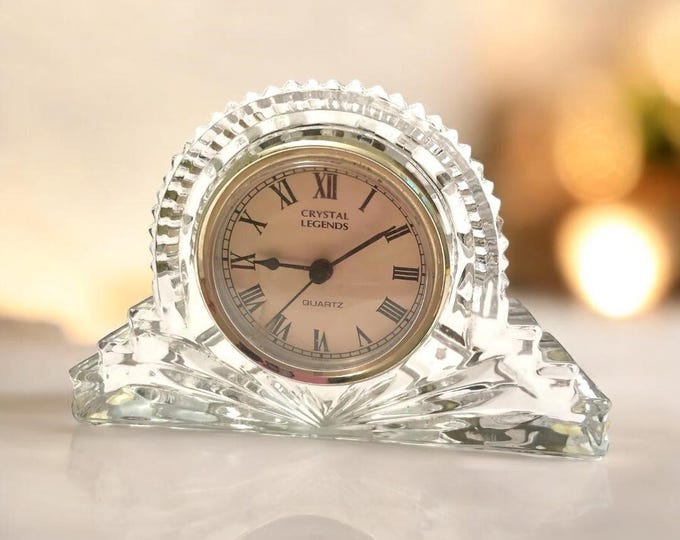 Vintage Godinger Crystal Legends Lead Crystal Desk Clock 24%, Home ...