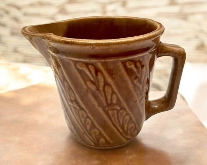 Vintage 1950s USA Pottery Brown Glazed Stoneware Batter Pitcher Jug ...