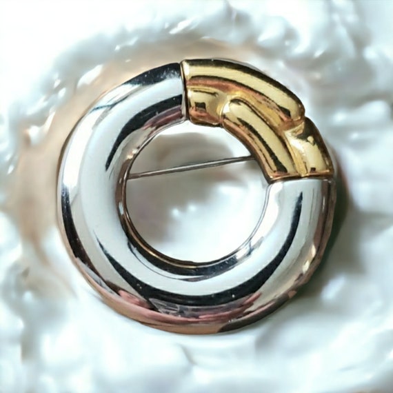 Brooch, vintage monet two-tone - Gem