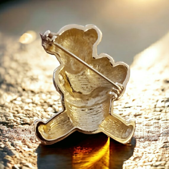 Vintage Roman Teddy Bear Brooch with Rhinestone Heart… - Gem