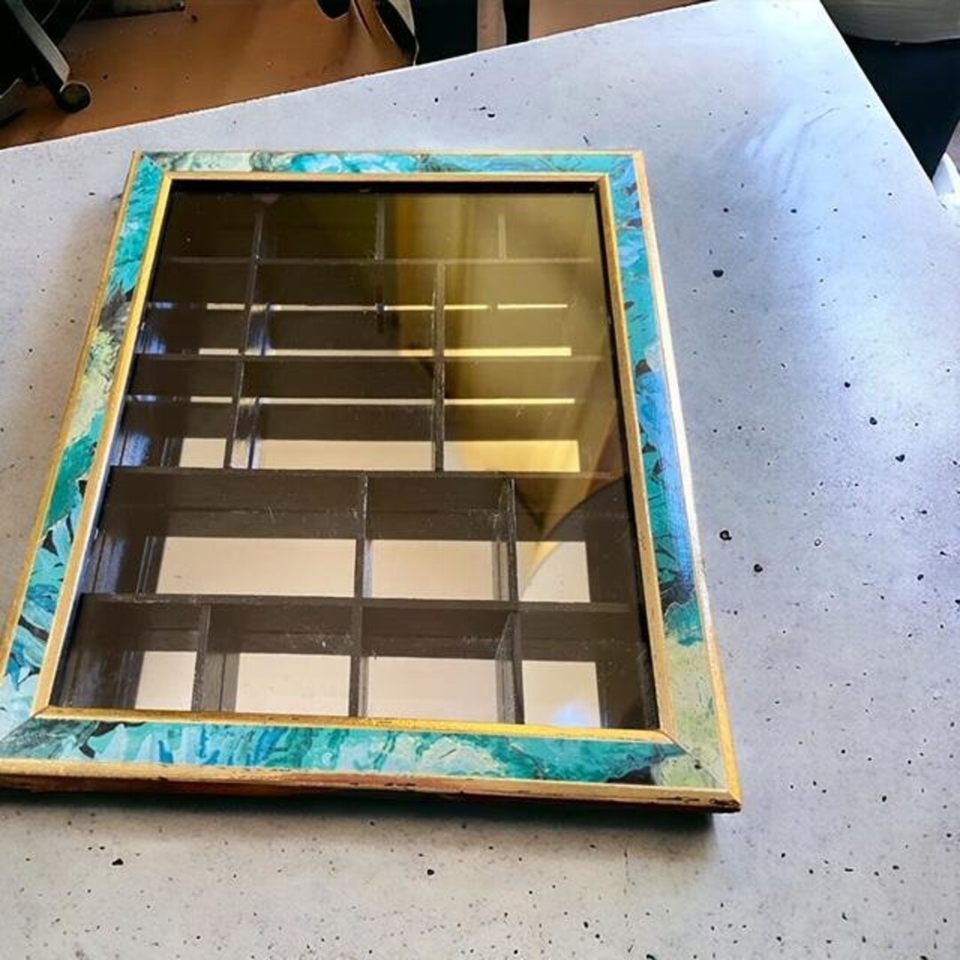 Display Case Hanging Mirrored Vintage Glass Cover Hooks to Hang or ...