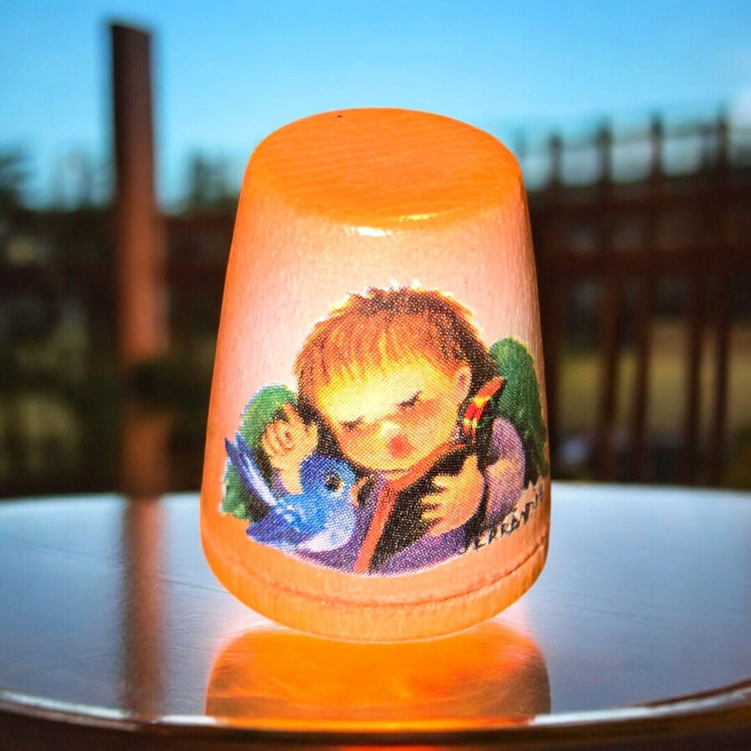 Vintage 1982 Anri Italy Angel & Bird Wooden Thimble Signed Ferrandiz ...