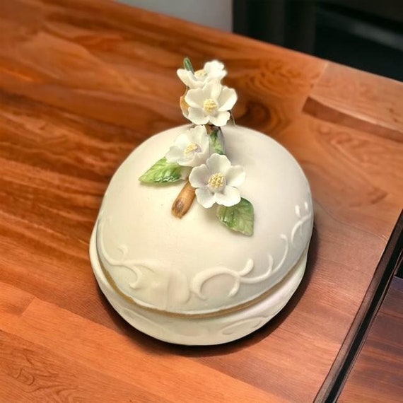 Lefton Easter Egg Shaped Trinket Dish Hand PaintedFlo… - Gem