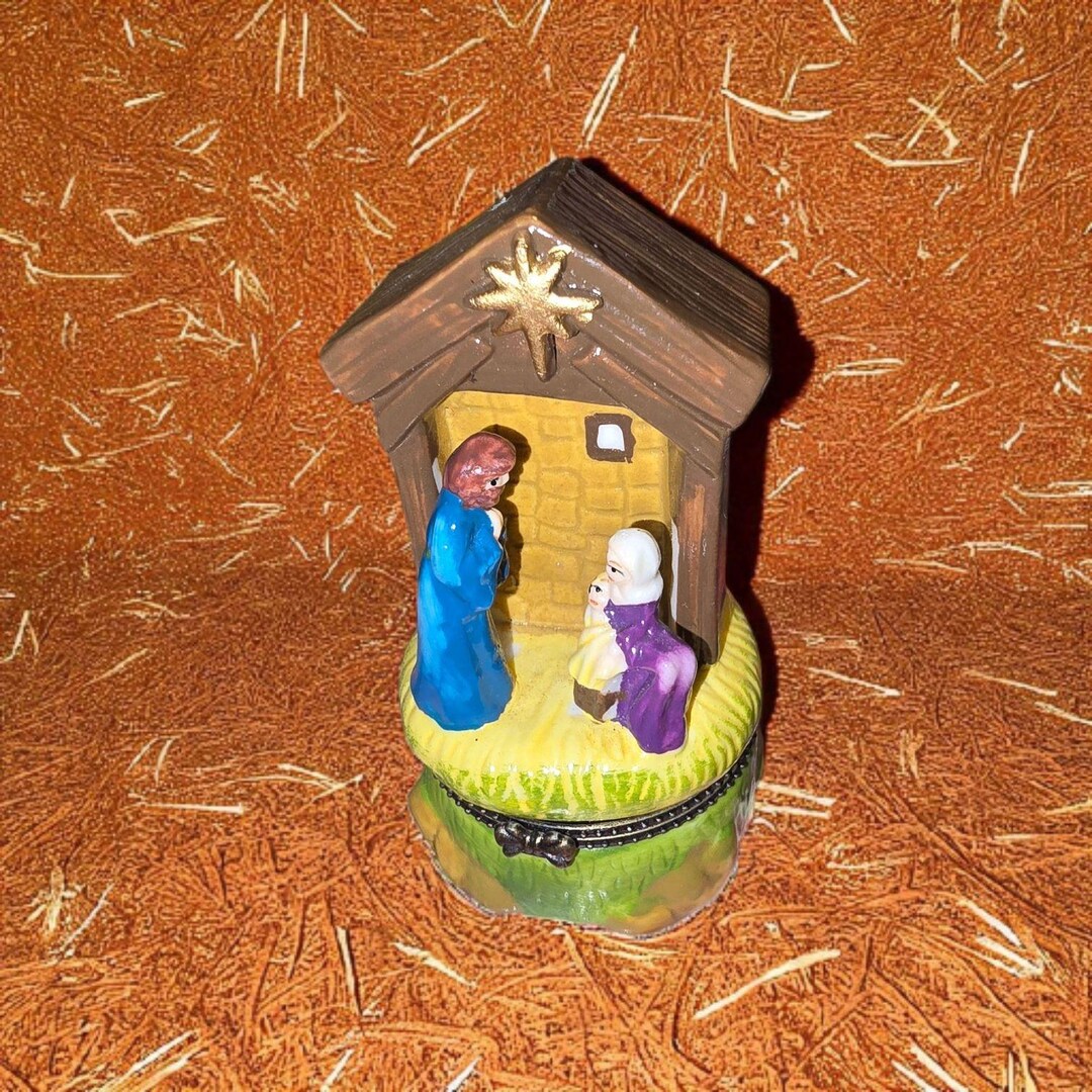 Nativity Trinket Box Hinged Lid & Intricate Design Trinity Broadcasting ...