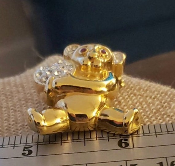 Vintage Roman Teddy Bear Brooch with Rhinestone Heart… - Gem