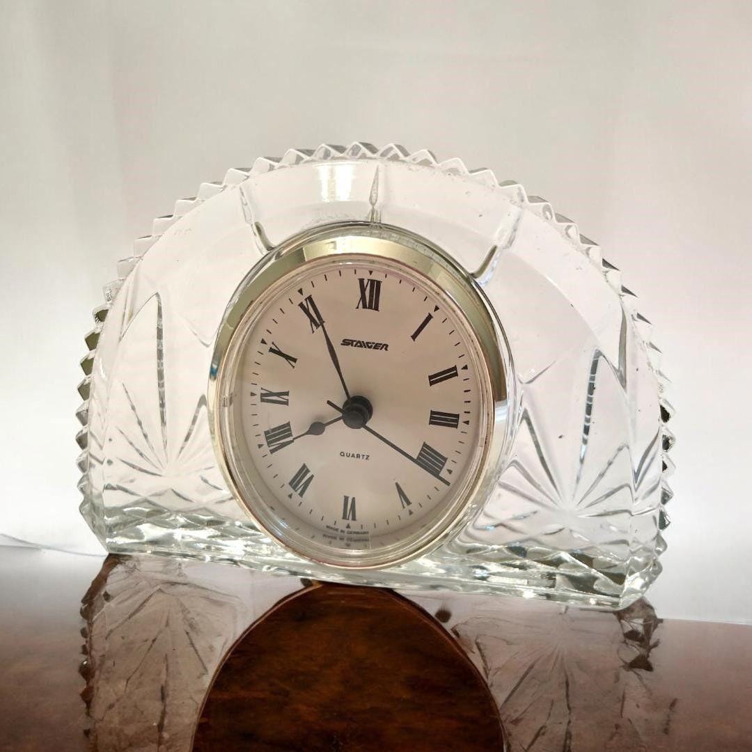 Elegant Staiger Quartz Mantel Clock in Crystal Glass Vintage Desk Clock ...