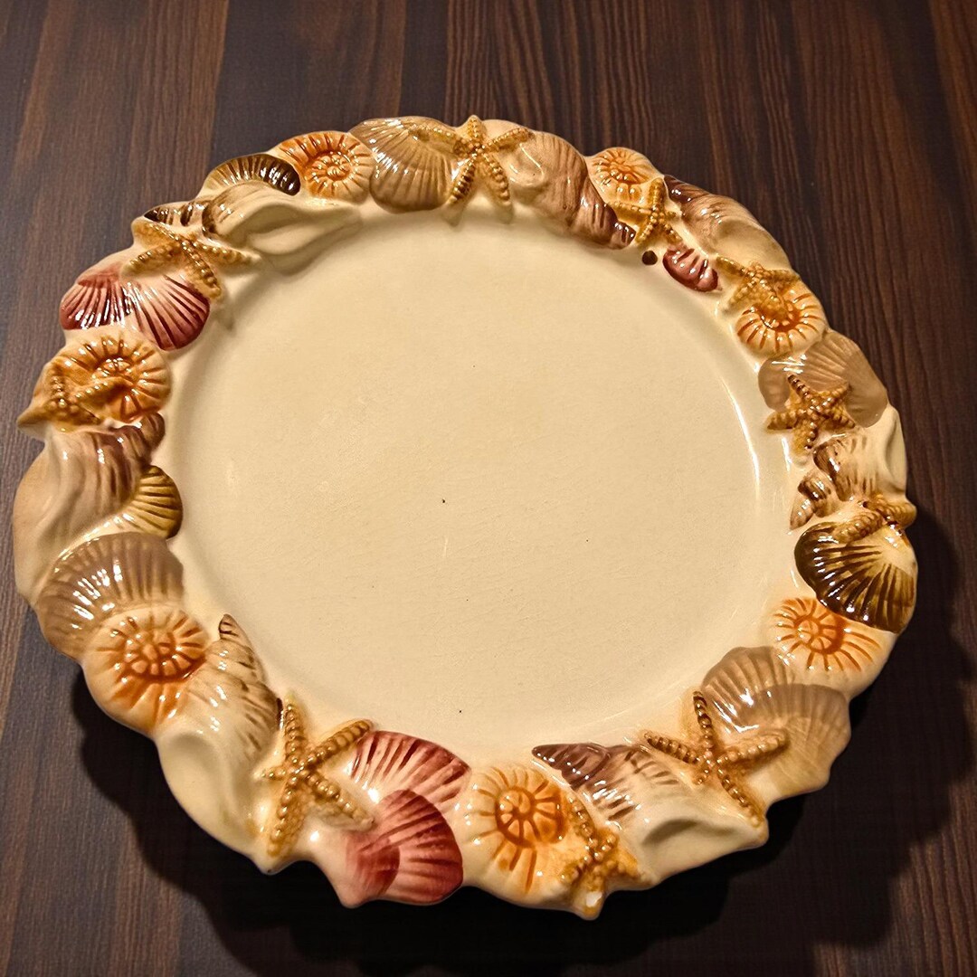 Hand Painted Pacific Rim Ceramic Plate With Shell and Starfish Design ...