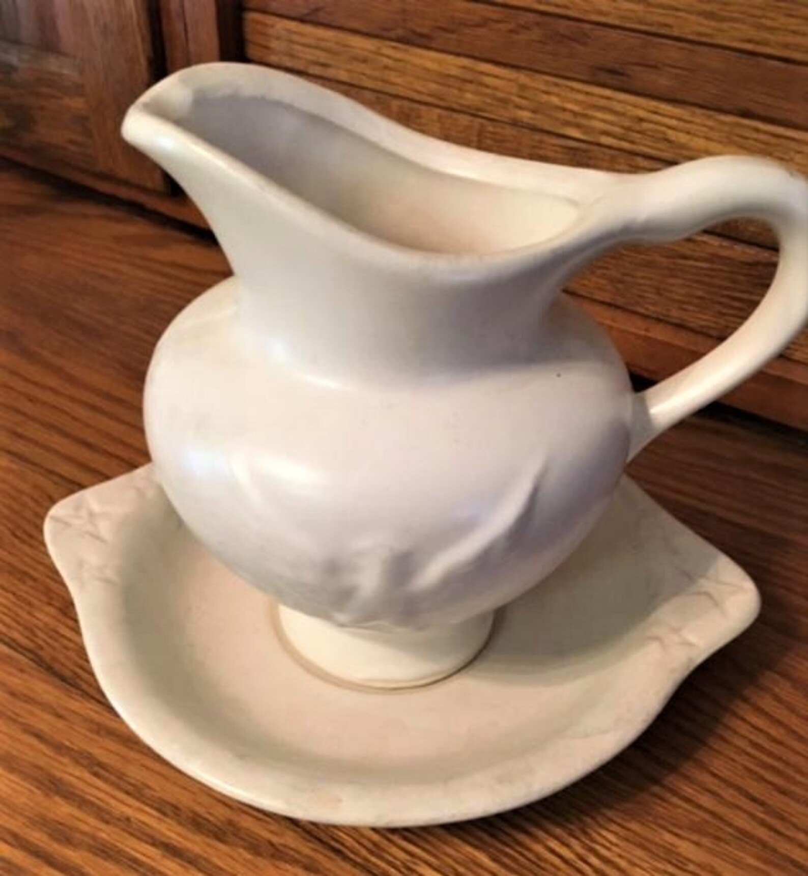 Hull Pottery Cream Colored Pitcher and Bowl F02 | Etsy