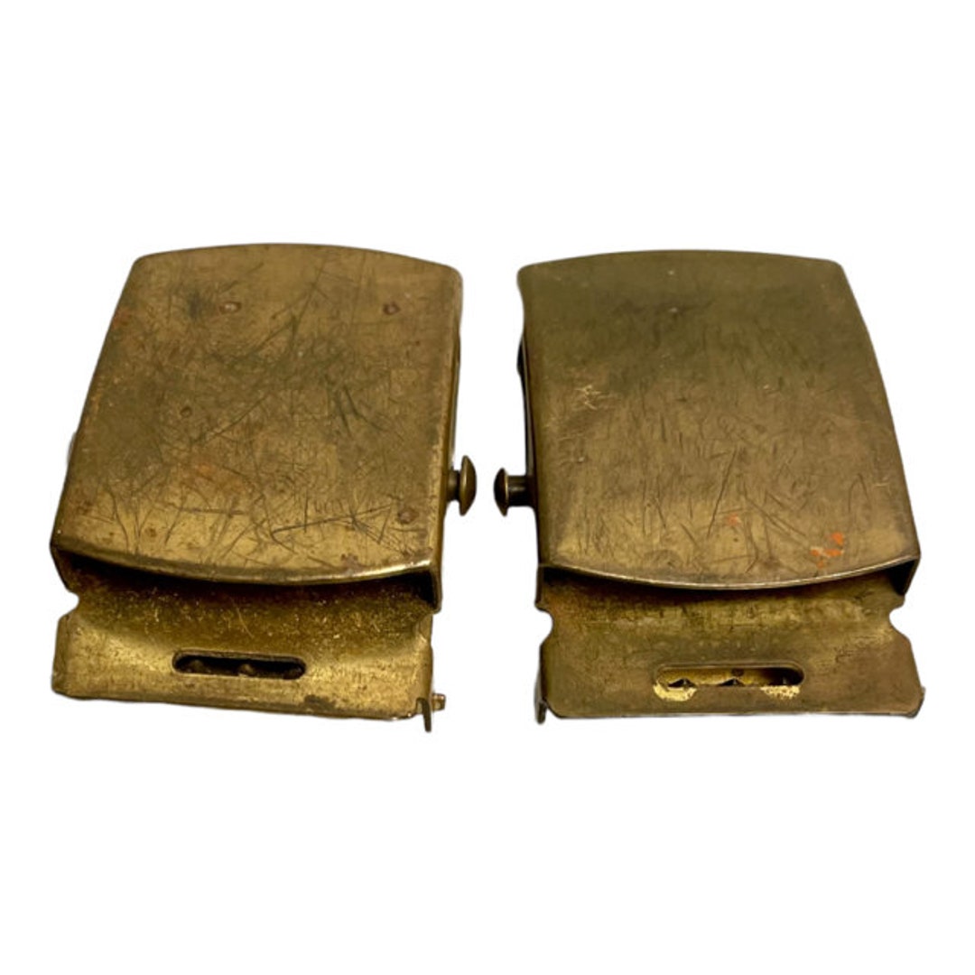Brass Belt Buckles (1) U.S. DOMAR and (1) U.S. RAU, Vintage Military ...