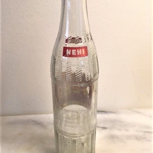 Vintage Nehi Soda Bottle Clear Glass Red White Logo ACL Bottle ...