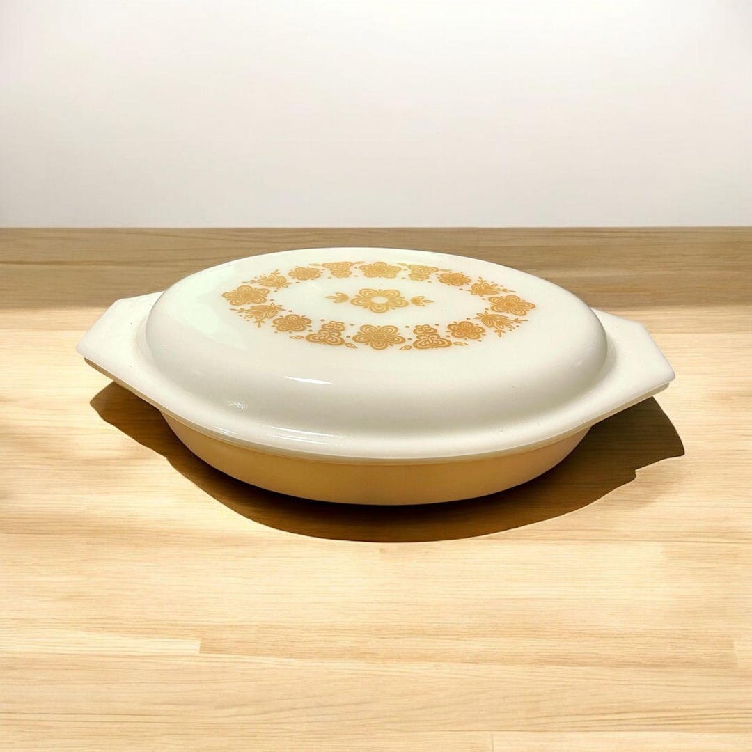 Vintage Pyrex Divided Casserole Dish 063 One Quart Golden Butterfly ...