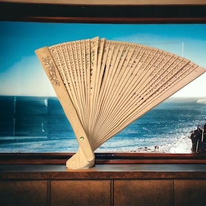 Vintage Chinese Wooden Folding Fan With Original Box, Chinese Crafts ...