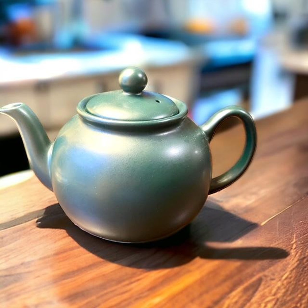 Pottery Teapot Olive Green Four Cups Vintage Teapot, Tea Service ...