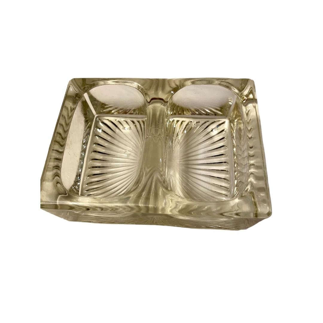 Double Salt Cellar Pressed Glass 2 Compartment 1950's, Collectible ...