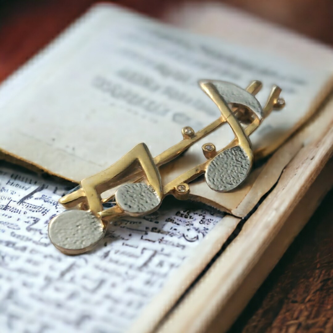 Vintage Two-tone Musical Note Brooch Pin (C133) - Etsy