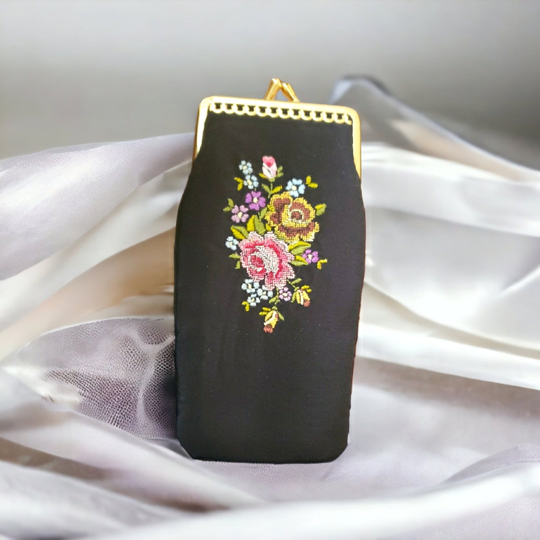 Tapestry Case, Vintage Snap Close Tapestry Case Floral Embroidery GESCH ...