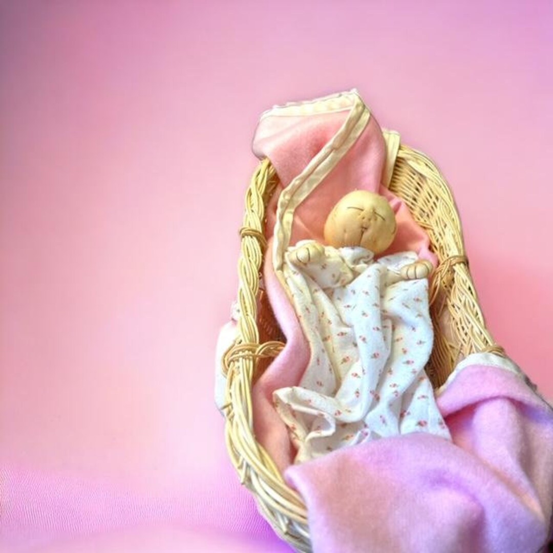 Vintage Little Sprout Baby Doll Puppet Wearing Nightgown W Wicker ...