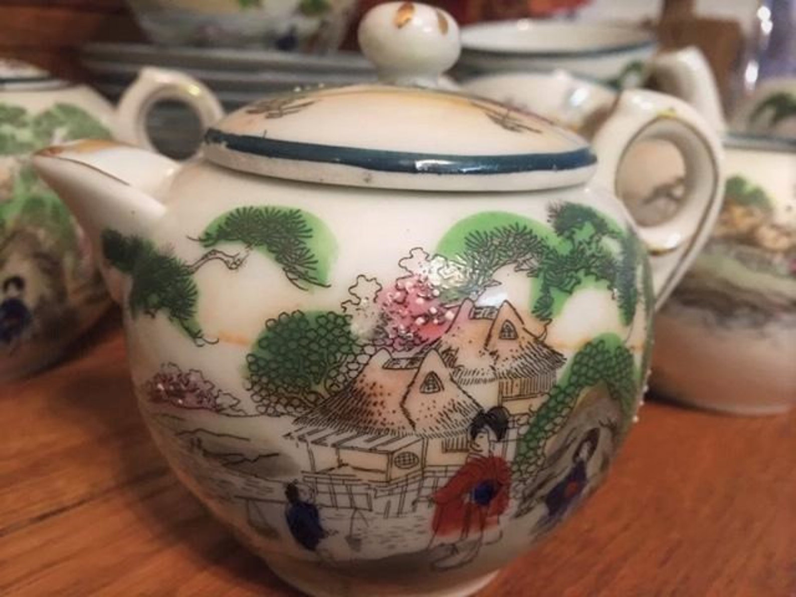 Geisha Girl Hand Painted Tea Set 12 Saucers 11 Teacups | Etsy