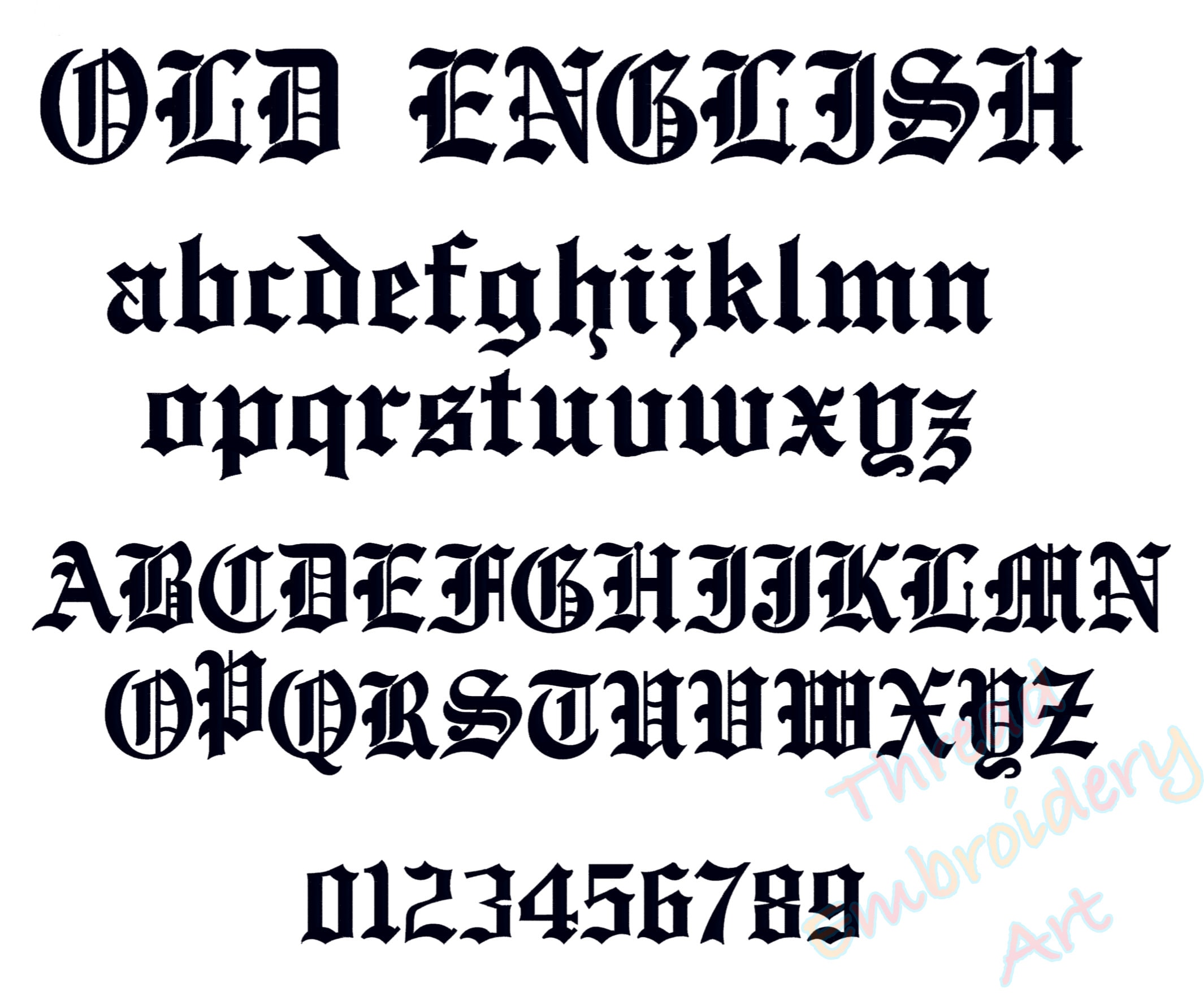 Old English Script Font Set Machine Embroidery Designs BX Files Instant ...