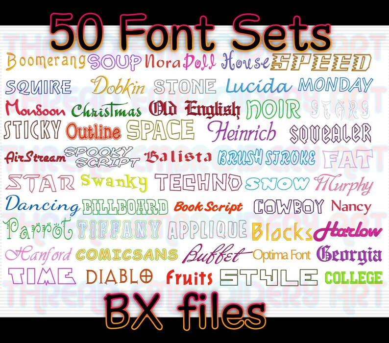 50 Font Sets Bundle Machine Embroidery Designs BX Files Instant ...