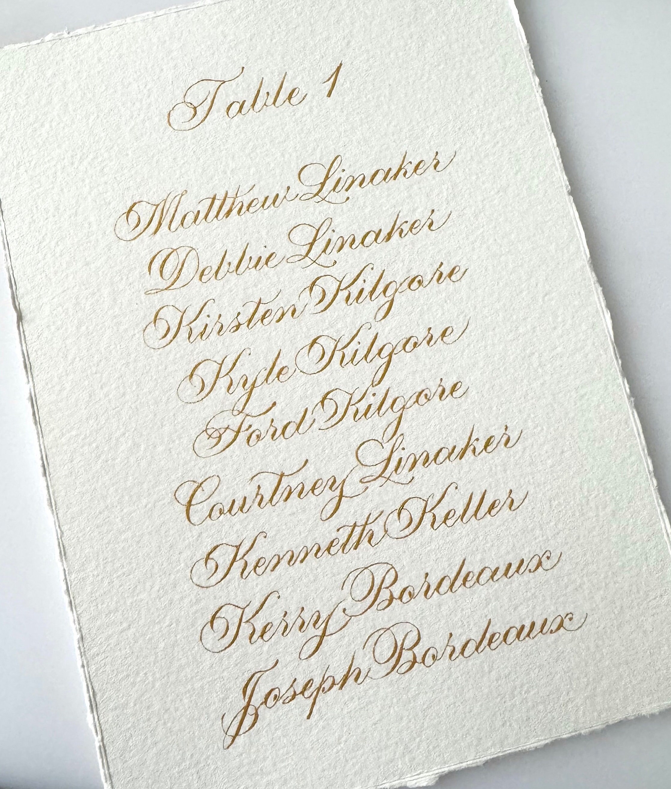 Wedding Seating Chart Gold Wedding Calligraphy Deckle Edge Wedding ...