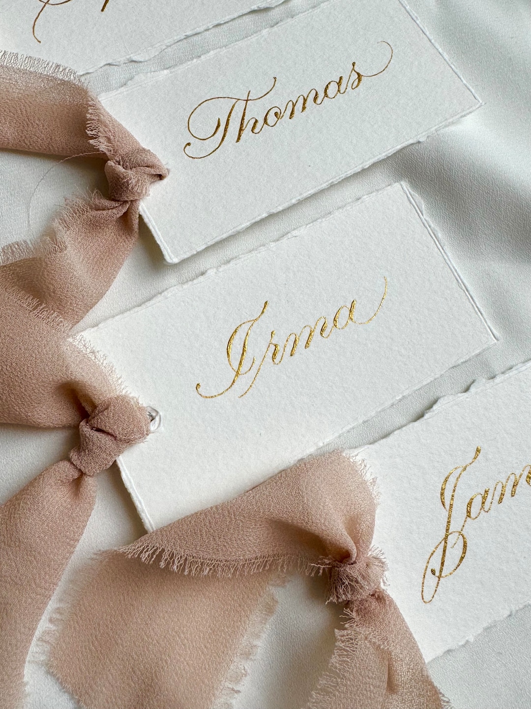 Place Cards With Ribbon - Ivory Place Cards - Calligraphy Place Cards ...