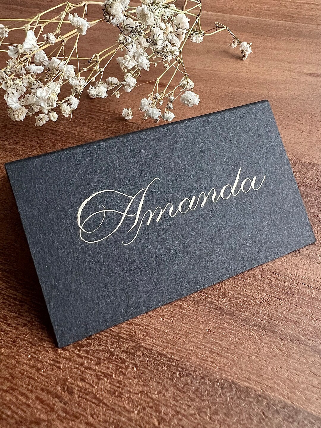 Custom Calligraphy Tented Place Cards - Tented Place Cards - Gold ...