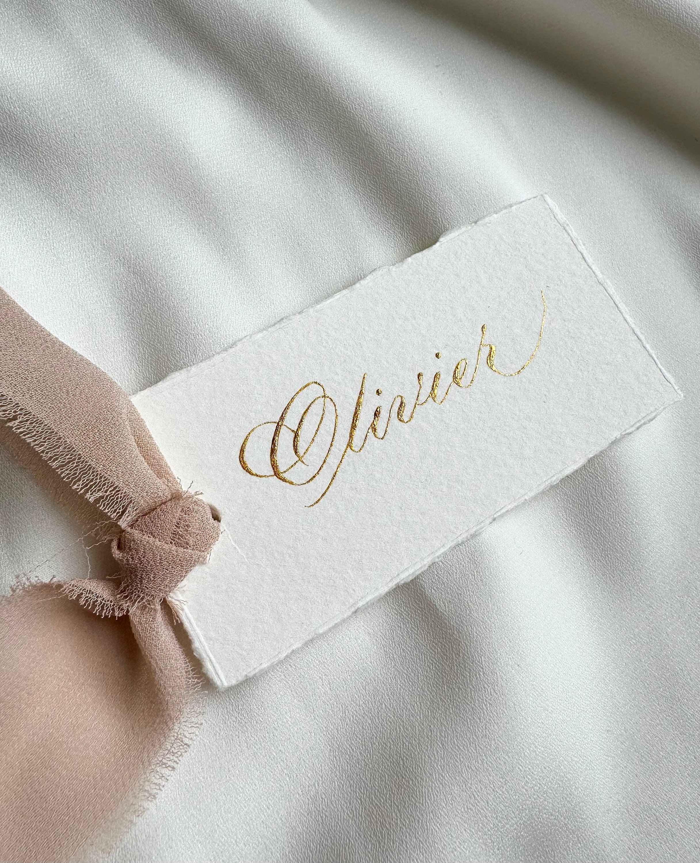 Place Cards With Ribbon - Ivory Place Cards - Calligraphy Place Cards ...