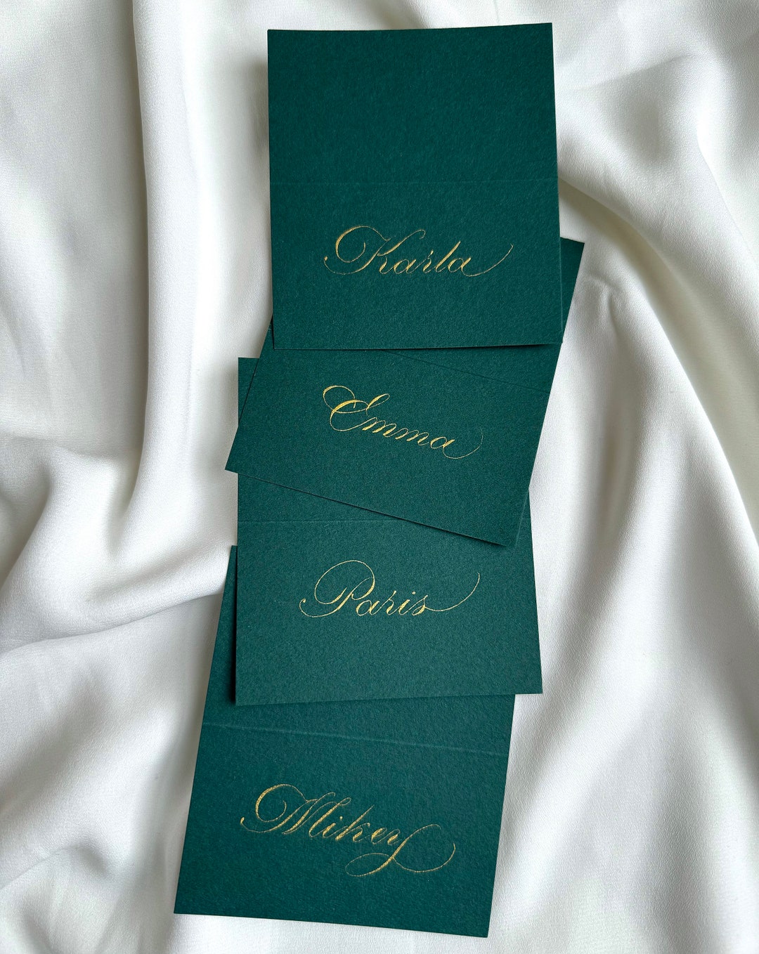 Custom Calligraphy Tented Place Cards - Tented Place Cards - Gold ...