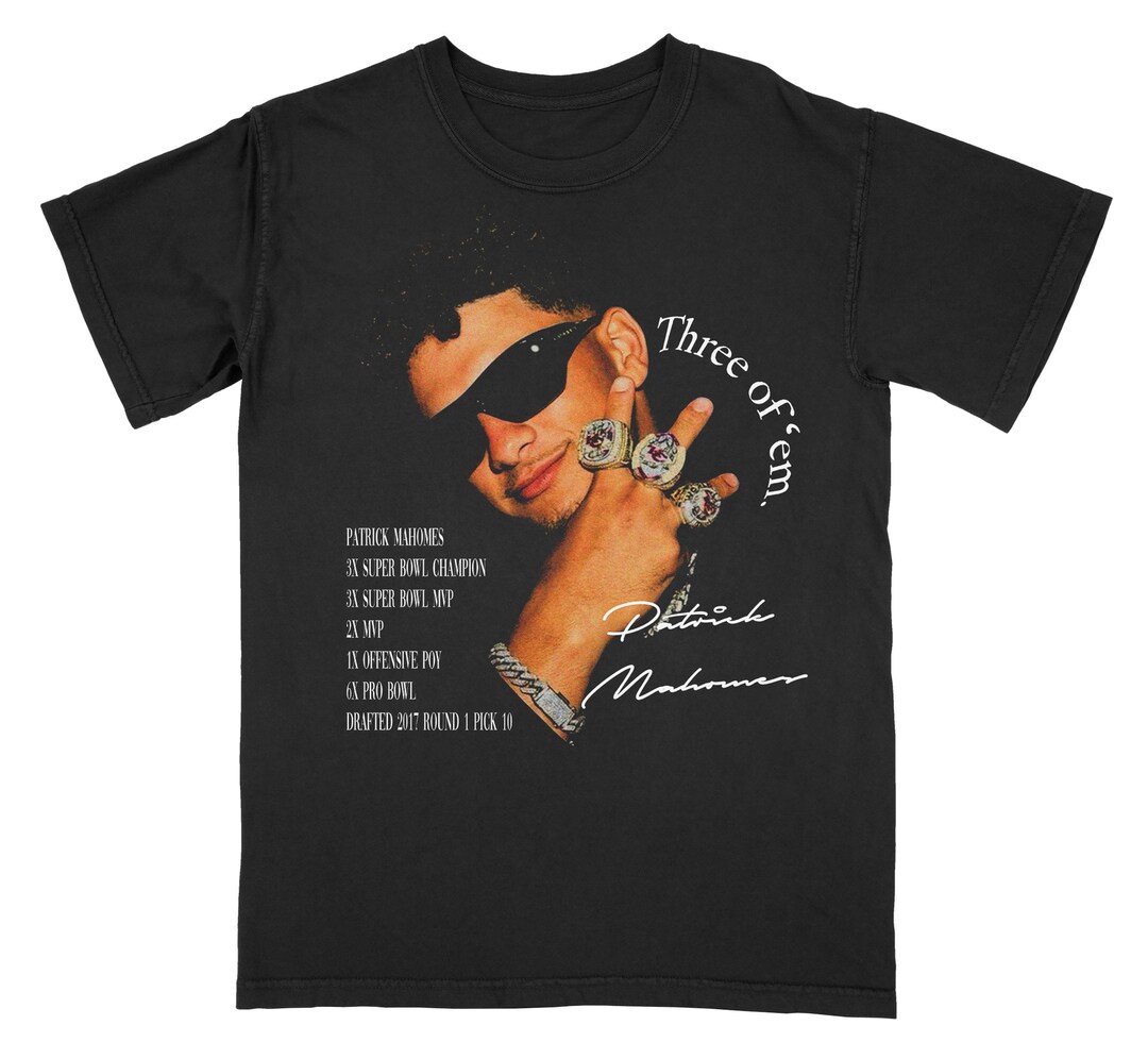 Patrick Mahomes Graphic Tee Kansas City Chiefs 3 Rings T Shirt, Retro ...