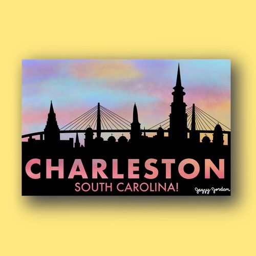 Charleston South Carolina Skyline Sticker - Etsy