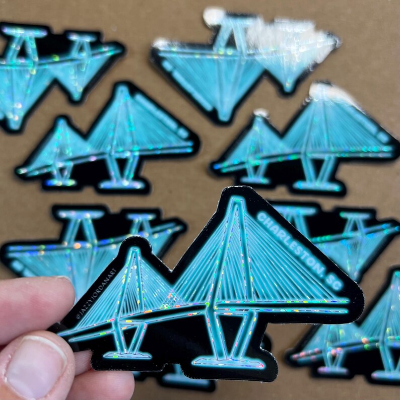 Ravenel Bridge Neon Sparkly Sticker - Etsy