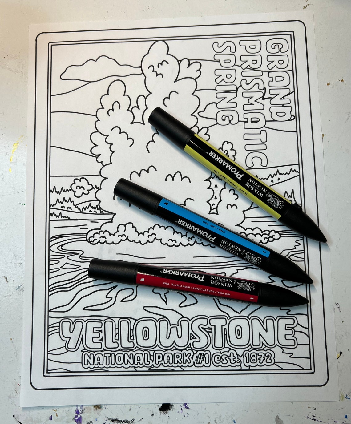 Yellowstone National Park Coloring Page, Instant Download - Etsy