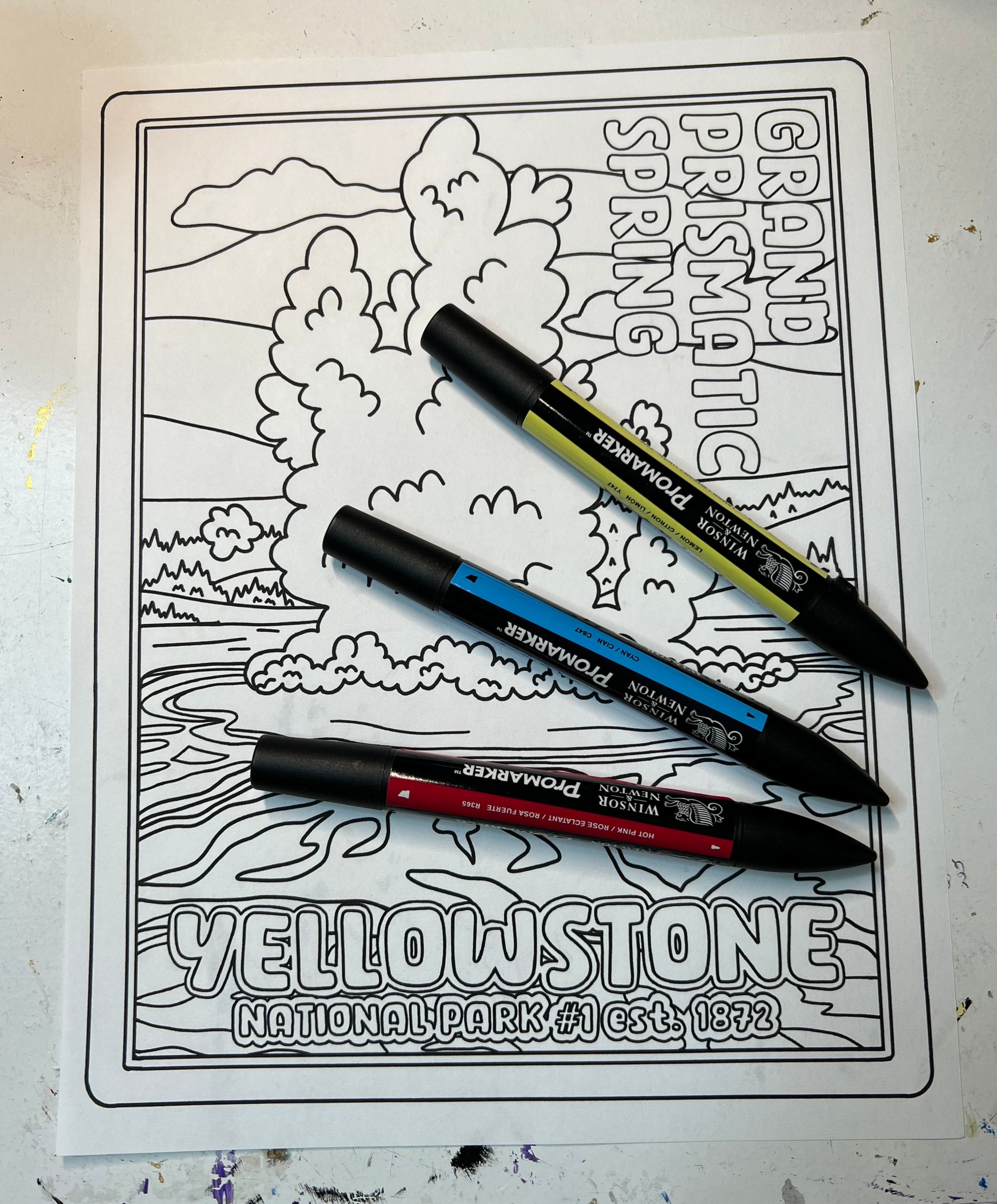 Yellowstone National Park Coloring Page, Instant Download - Etsy