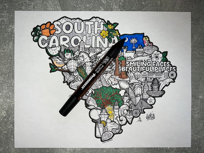 SC State Doodle Coloring Page, Instant Download - Etsy