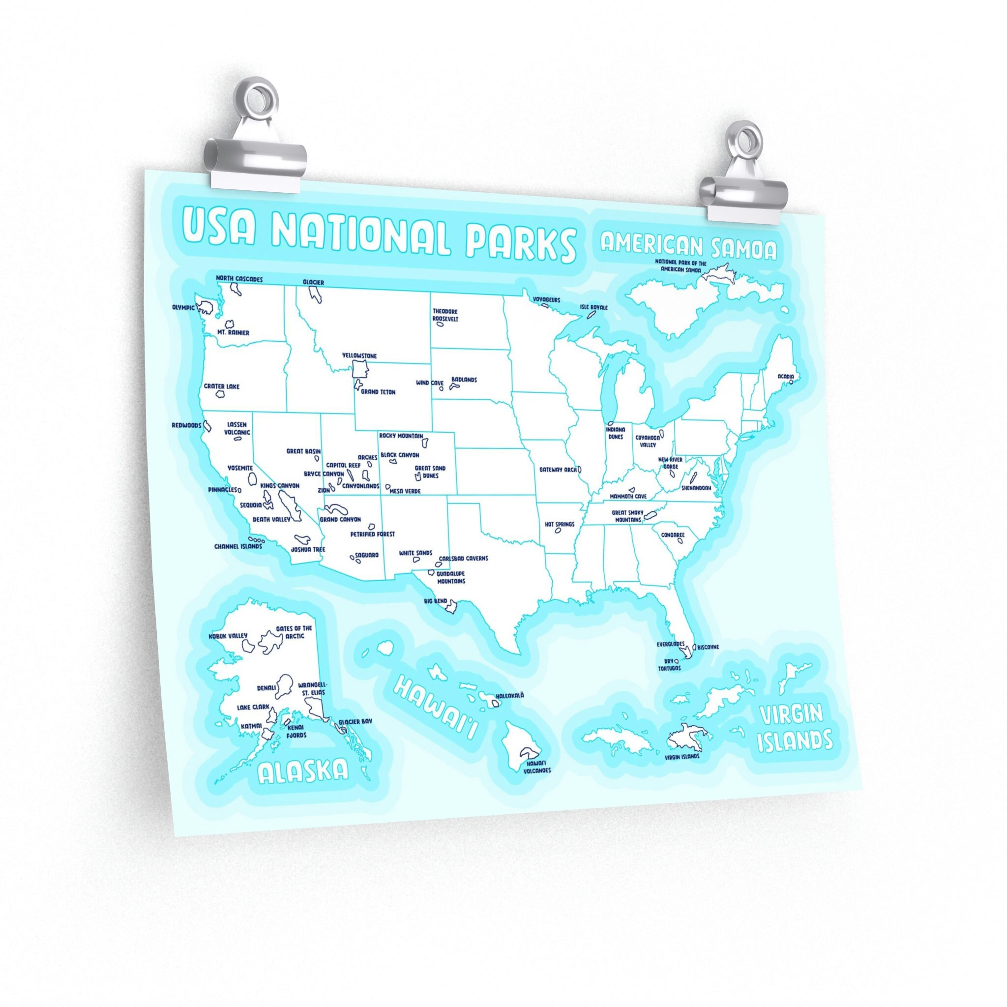 Coloring Page USA States/national Parks Premium Matte Horizontal ...