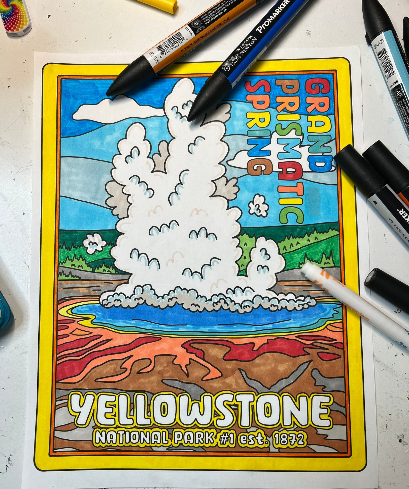 Yellowstone National Park Coloring Page, Instant Download - Etsy