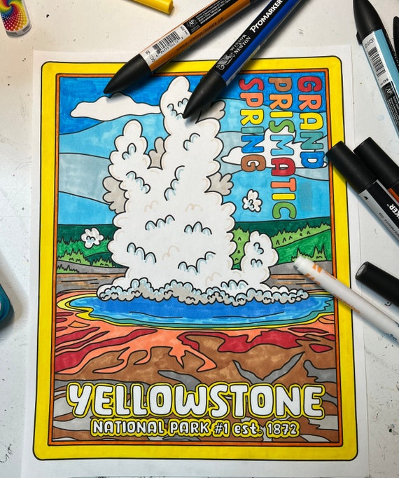 Yellowstone National Park Coloring Page Instant Download - Etsy