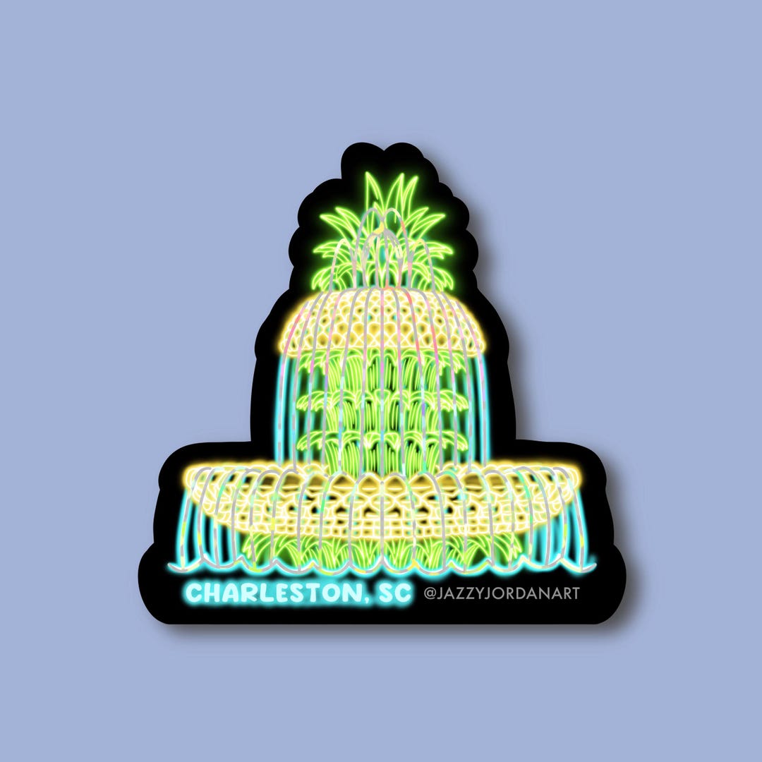 Pineapple Fountain Neon Sparkly Sticker - Etsy
