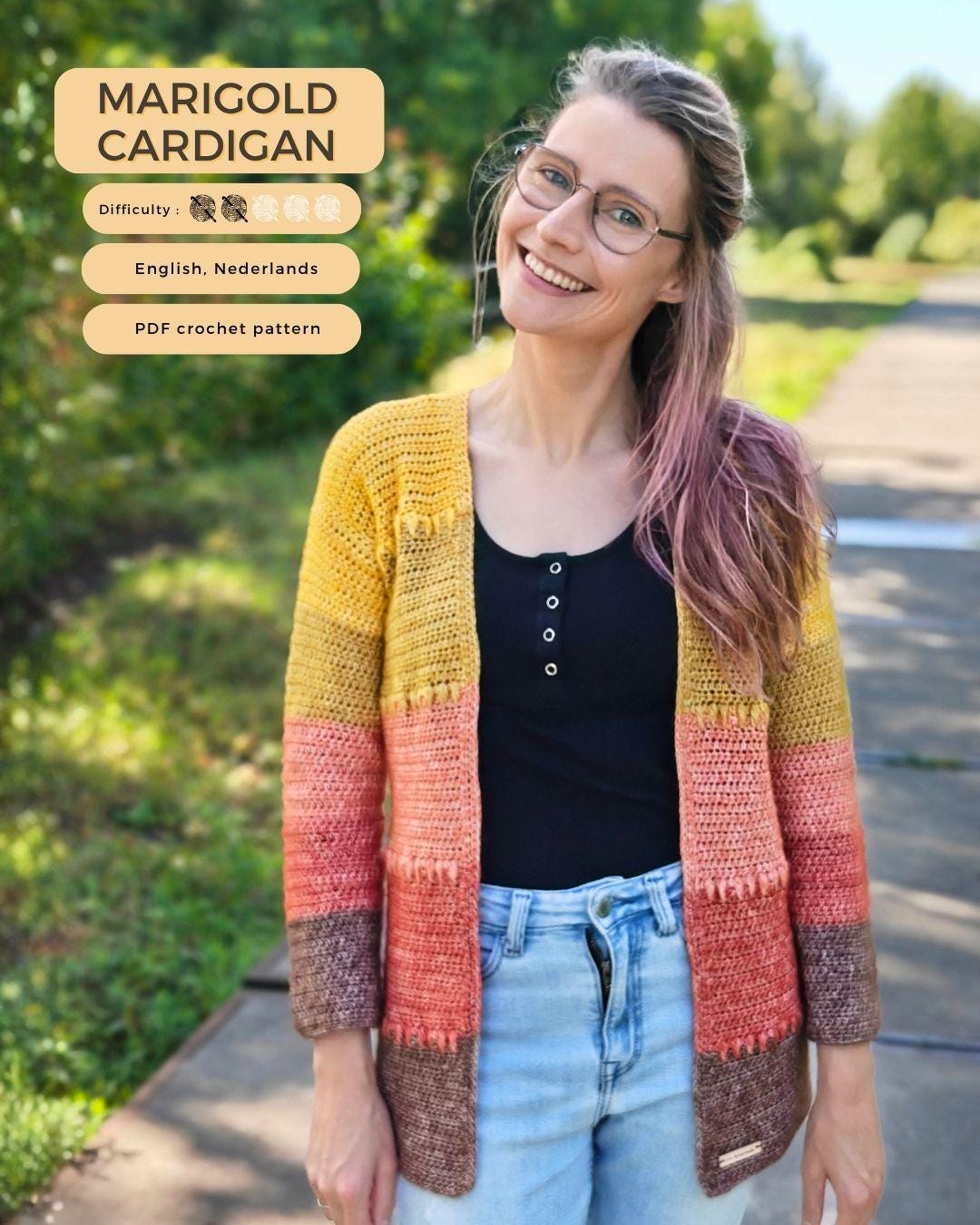 Marigold Cardigan - Crochet Pattern - Size Inclusive - English and ...