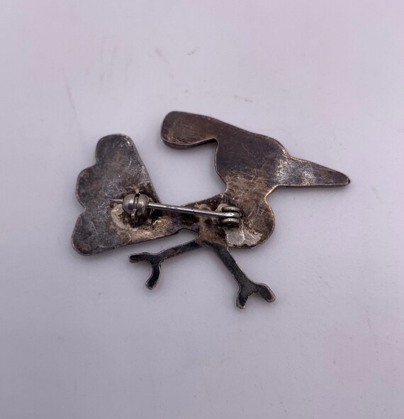 Vintage Zuni Road Runner Bird Sterling Silver Mosaic … - Gem