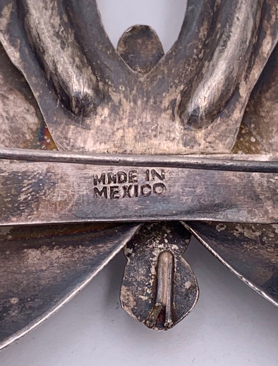 Antique Large Mexico Sterling Silver And Turquoise Bu… - Gem