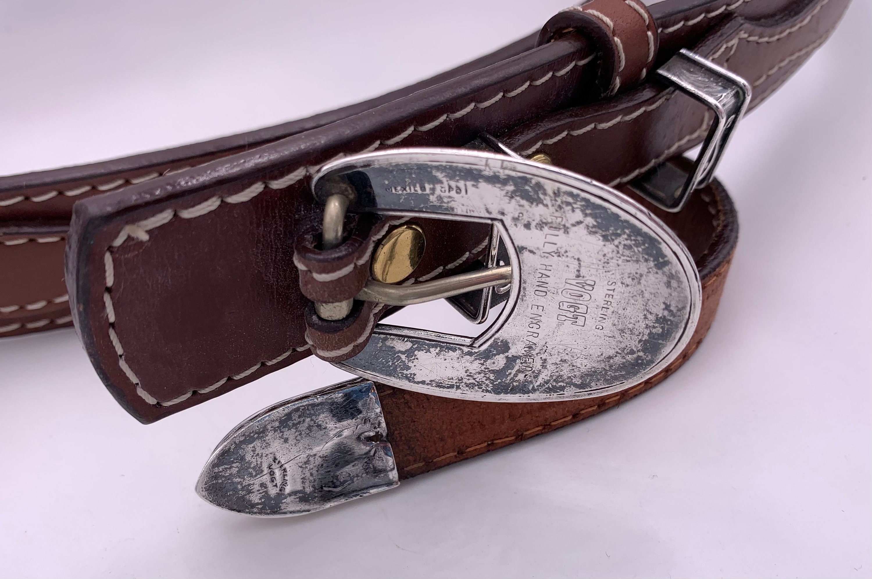 Vogt Hand Engraved Sterling Silver 4 Piece Ranger Buckle Set on 3-D ...