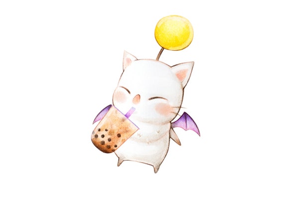 Moogle Bubble Tea Art Print Ffxiv / Final Fantasy Xiv - Etsy