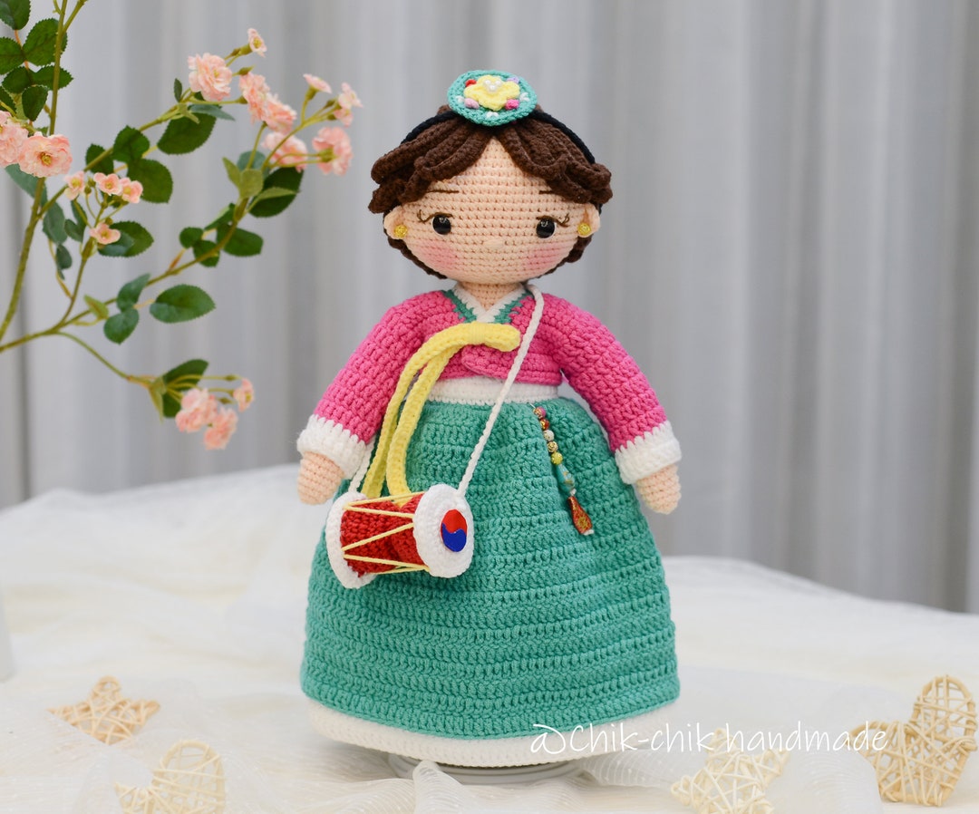 Crochet Korean Girl Pattern Amigurumi Doll Pattern HANA the Drummer ...