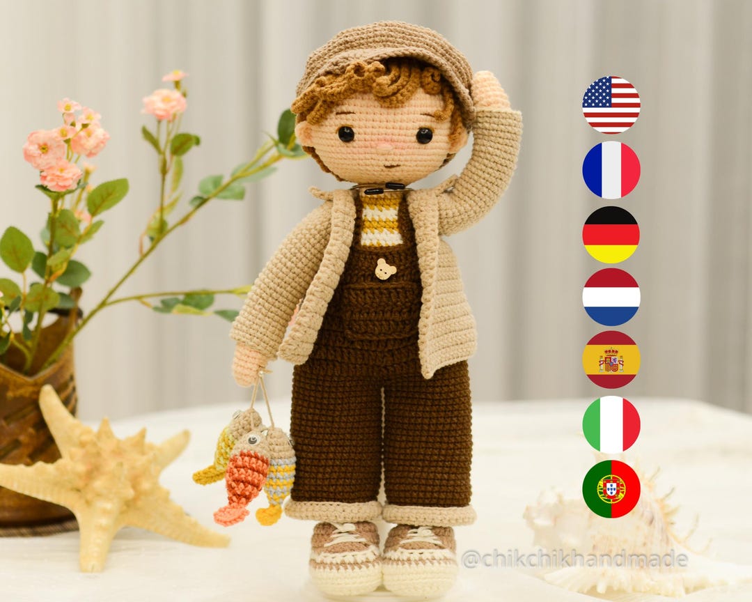 Crochet Boy Doll Pattern, TOMMY the Fisher, Amigurumi Doll Pattern, PDF ...
