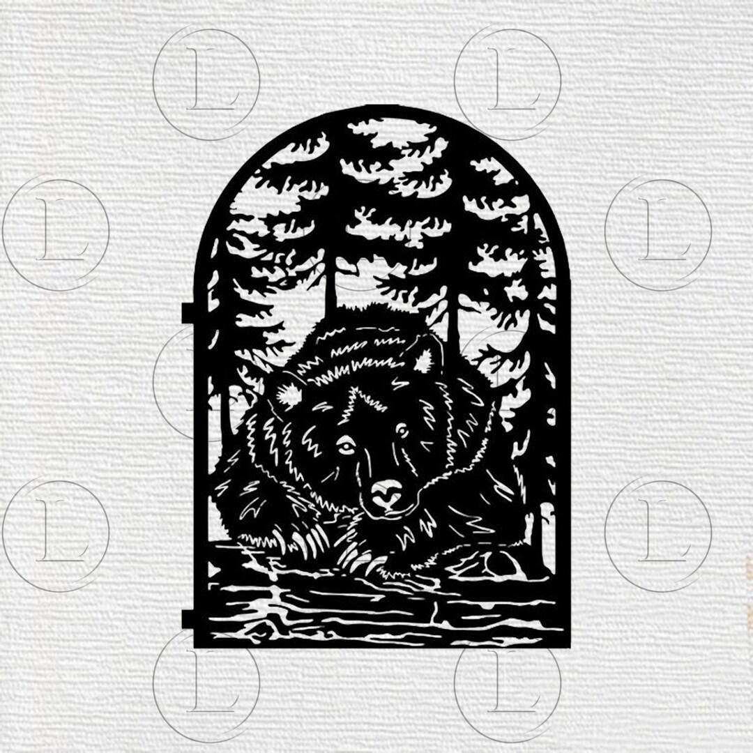 Bear Drawing Svg -bear Face and Trees Eps-animals Clip Art -svg for ...