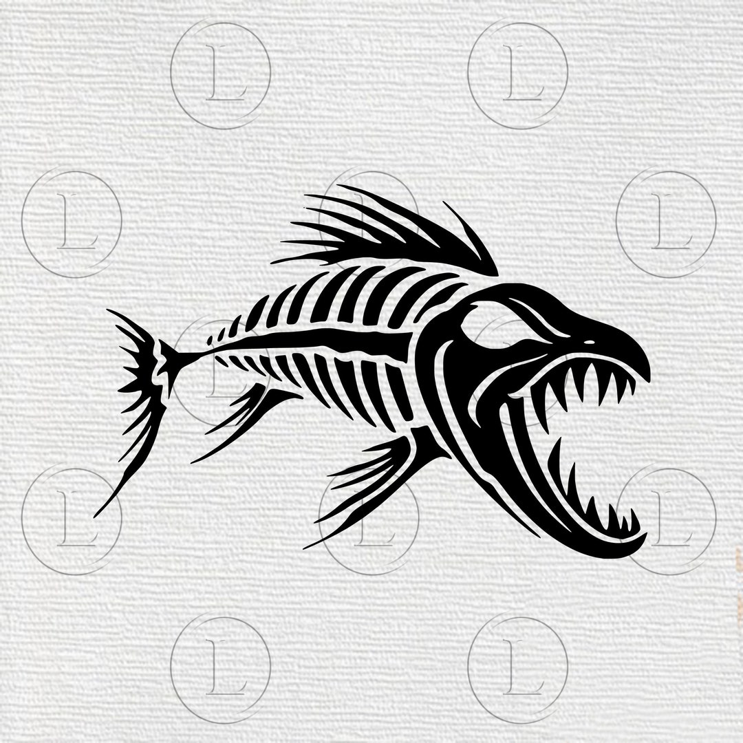 Fish Skeleton Svg-fish Drawing Png- Fish Svg for Cricut- Fish ...