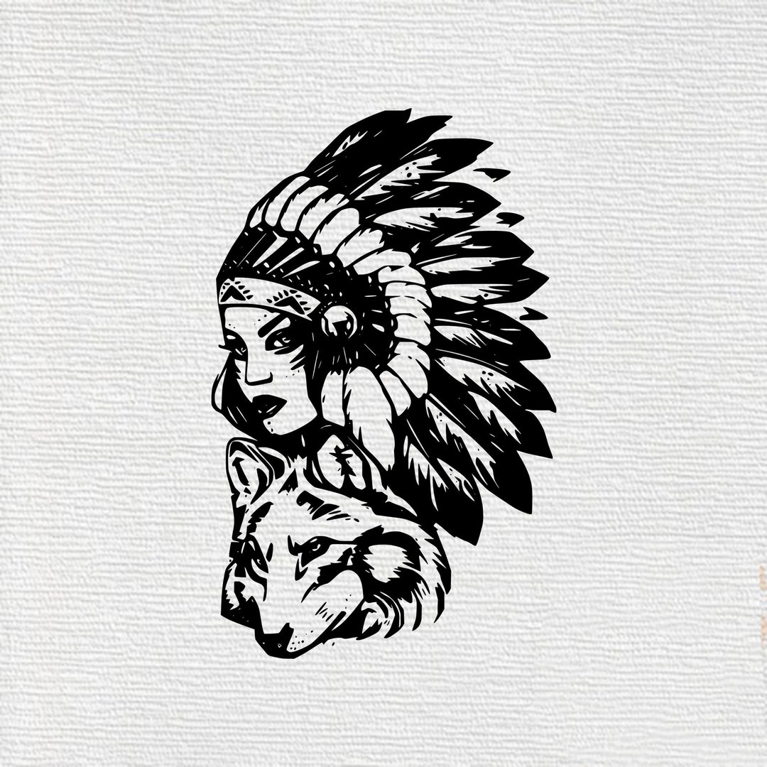 Indian Headdress Svg File Indian Girls Drawing-indians Girls Tattoo ...
